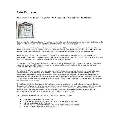 Fichas para-trabajar-el-aniversario-de-la-constitucion-mexicana-5-de ...