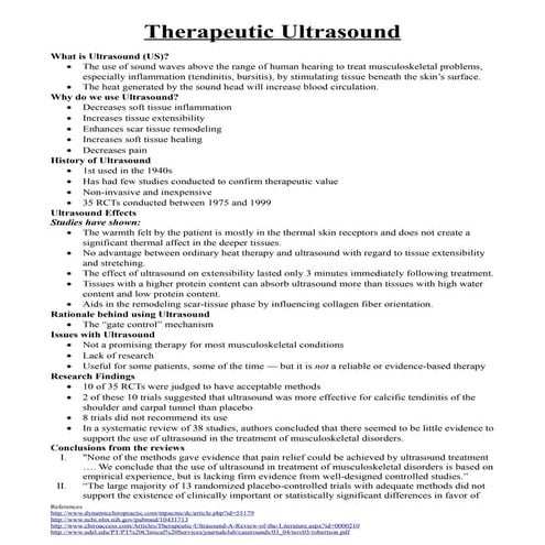 Therapeutic Ultrasound Outline Final | DOC