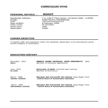 CURRICULUM VITAE ROHITnew | DOCX | Technology & Computing