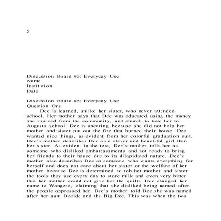 Analyzing Everyday Use By Alice Walker | PDF
