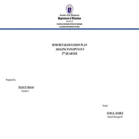 5 Daily Lesson Log WEEK 6 Araling Panlipunan 5 | DOCX