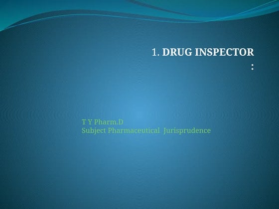 Goverment analyst and Drug inspector | PPTX | Pharmaceutical Industry ...