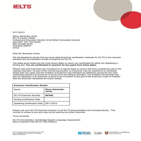 Steve Alexander-Jones_Examiner Letter_20131107 | PDF