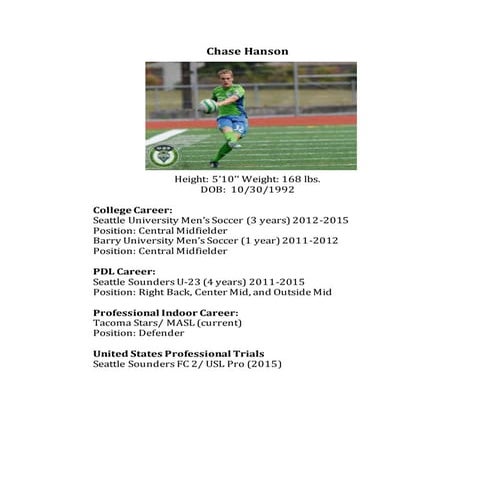 Soccer Resume | DOCX