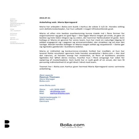 Anbefaling Bolia | PDF