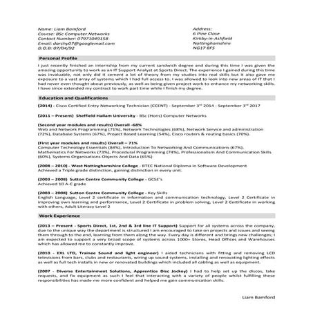 Liam Bamford - CV NEW | PDF
