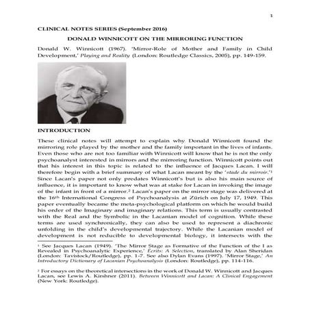 Donald Winnicott on the Mirroring Function | DOCX