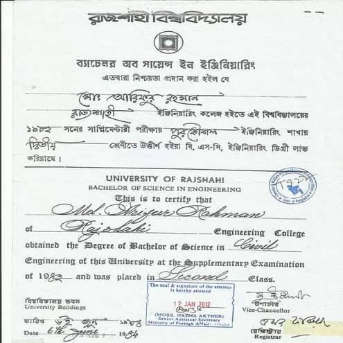 B Sc Engg -Attested by Afghan embassy at Dhaka | PDF