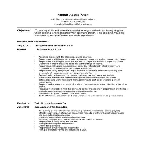 CV Fakhar Abbas Khan | PDF