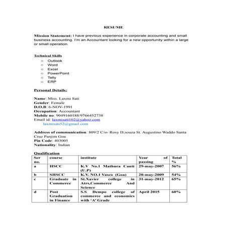 resume- laxmi sati | PDF