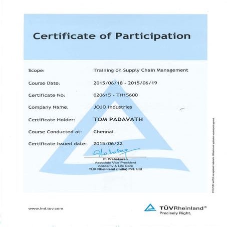 TUV Rheinland supply chain management | PDF