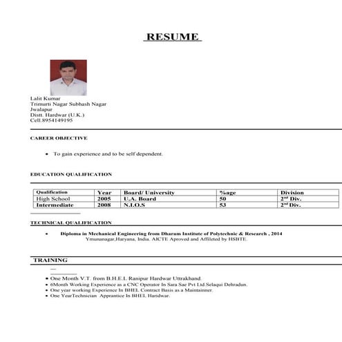 CV ankit 2015 | DOC