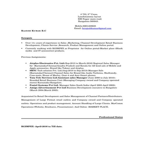 rajesh resume | PDF