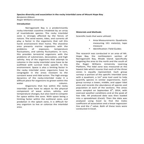 Marine Ecology lab report sample | PDF | Geography | Science