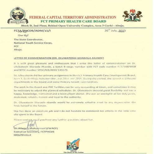 letter of commendation- dr rilwanu | PDF