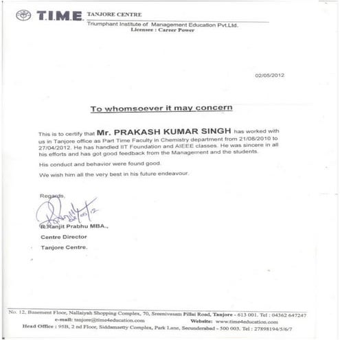 Part Time education proof | PDF