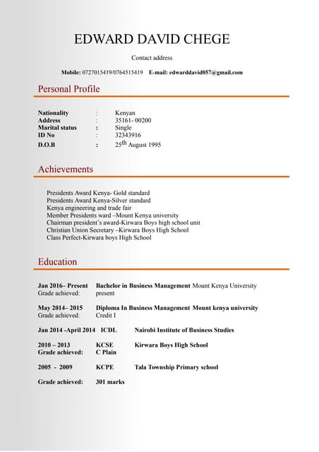 Verkorte CURRICULUM VITAE | DOCX