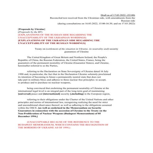 A draft Ukraine-Russia treaty from April 2022 | PDF