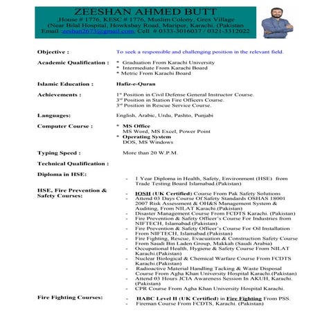New & Complete CV Of Mr. Zeeshan | DOC