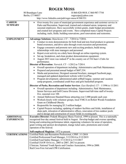 Roger Moss presentations