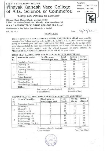MBA Transcript | PDF