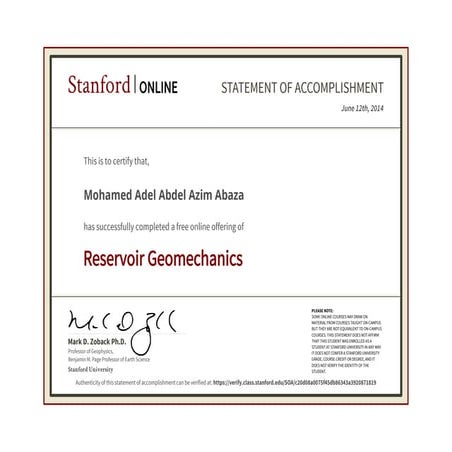 Staement of Accomplishment Stanford Online | PDF