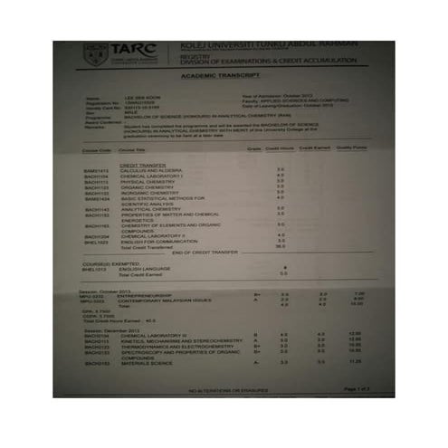 degreeresulttranscript | PDF
