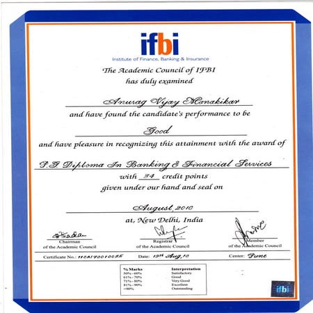Post Graduate Diploma IFBI | PDF