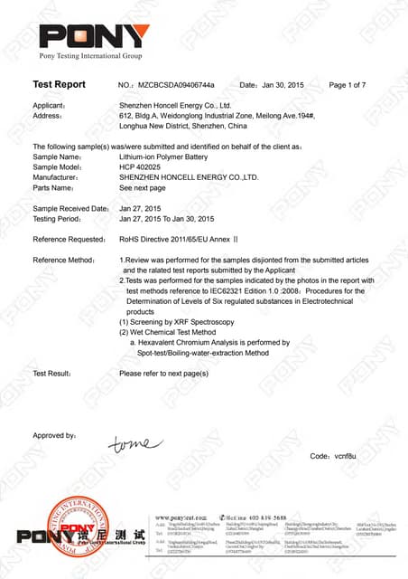 Rohs test report | PDF