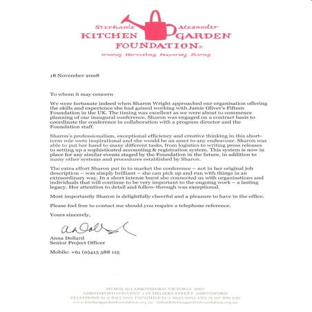 Reference Letter from SAKGF for Sharon Wright | PDF