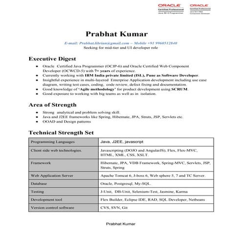 PrabhatKumarResume | PDF | Web Development | Internet