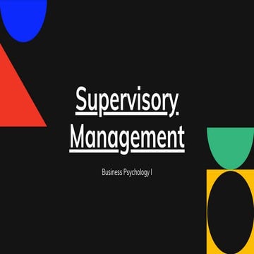 Supervisory Management | PPTX