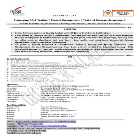 SOFTWARE TESTING PORTFOLIO | DOCX