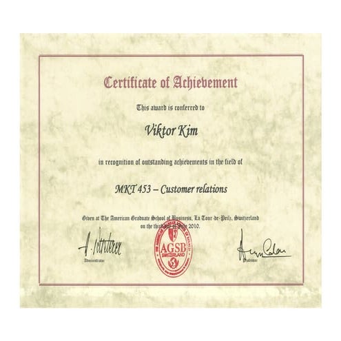 Customer Relations Certificate | PDF