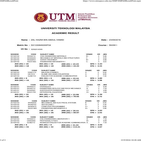 Transkrip UTMSpace | PDF