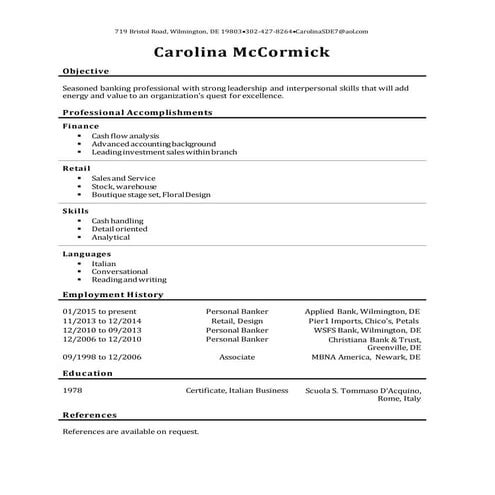 Carol McCormick resume | DOCX
