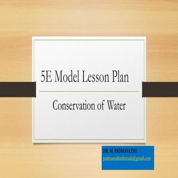 5 E Model Lesson Plan- Conservation of Water | PPTX