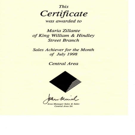 CBA Sales Achiever Month 1998 | PDF