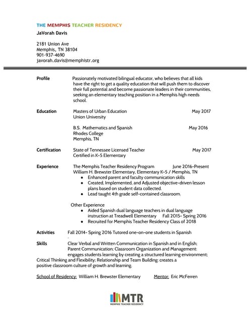 resume revised | DOC | Professional School | Postgraduate Education