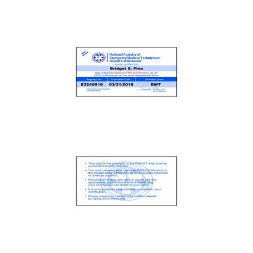 NREMT Card | PDF
