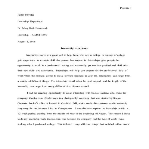 internship experience paper | DOCX