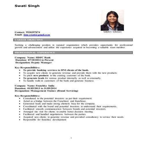 Swati Singh -Resume | PDF