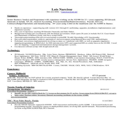 Lois Narcisse JDE Developer (1) (1) (1) | DOCX