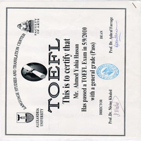 TOEFL CERTIFICATE | PDF