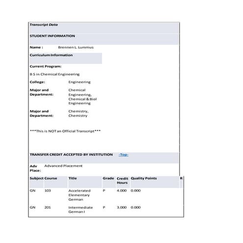 Unofficial Transcript | DOCX