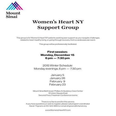 Womens Heart NY_Support Group_Flyer | PDF