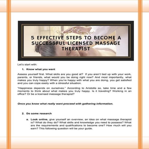 5 effective steps to become a successful licensed massage therapist | PDF