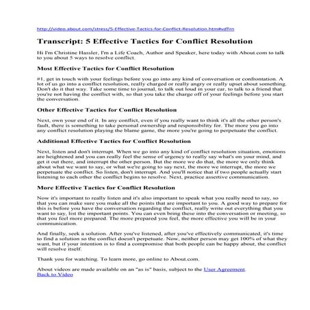 5 effective tactics for conflict resolution | PDF