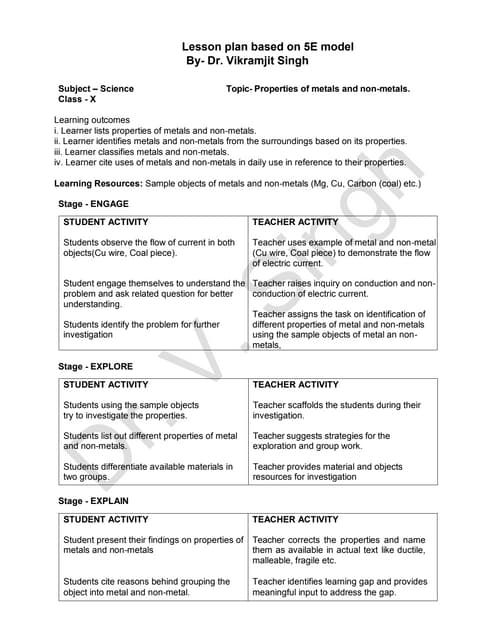 5 e's model lesson plan | PPTX