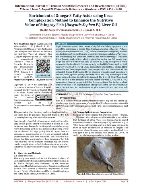 Enrichment Of Omega 3 Fatty Acids Using Urea Complexation Method To